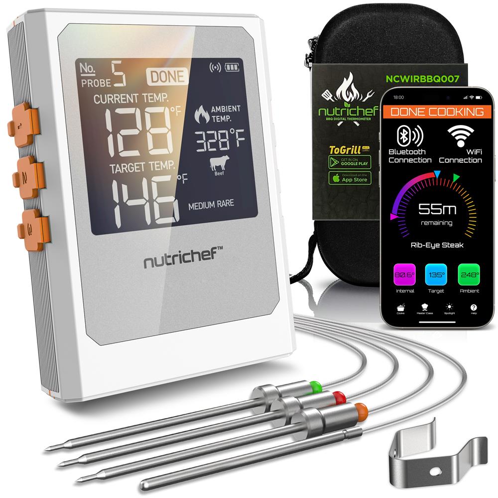 Wireless Meat Thermometer, Remote Alerts, 2 Stainless Probes, Digital ...