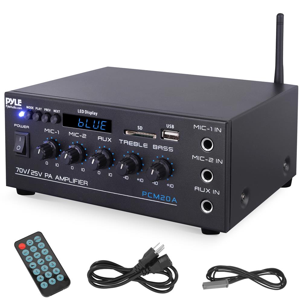 40W Compact PA Amplifier with Mic Inputs and Bluetooth – Pyle USA