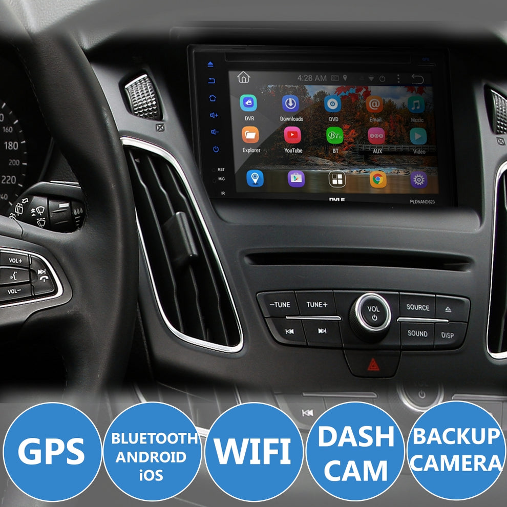 Android Stereo Receiver, GPS Navigation, 6" Touchscreen, Dual Cameras ...