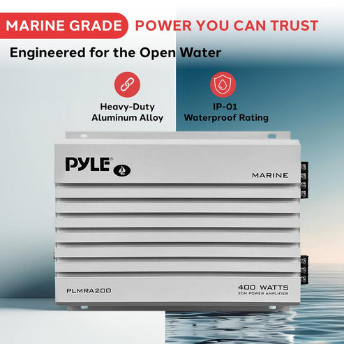 2-Channel Marine Amplifier 400W Waterproof Dual MOSFET Power Supply ...