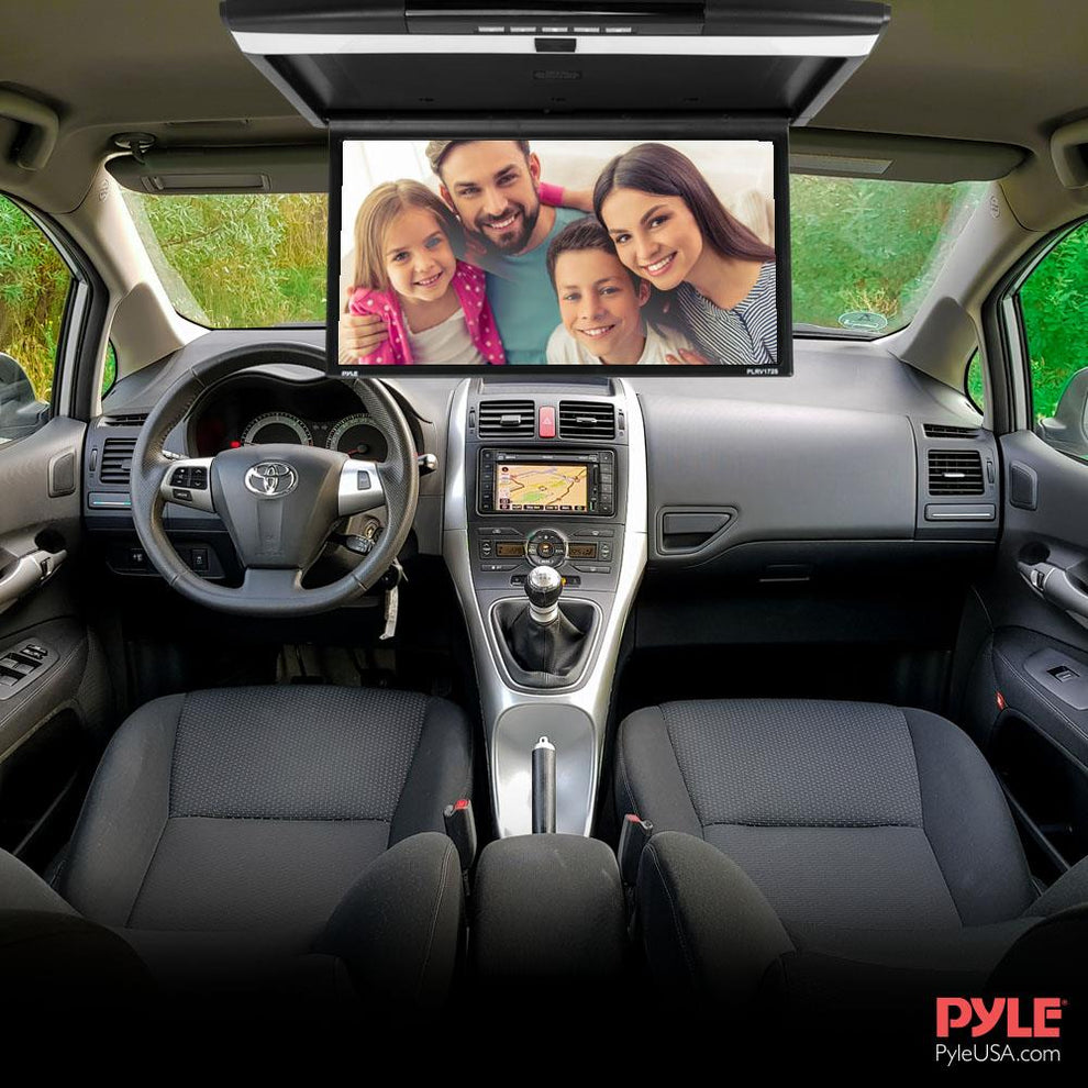 Car Overhead Monitor 1080p LCD 17.3" Flip-Down Screen HDMI/USB/SD ...