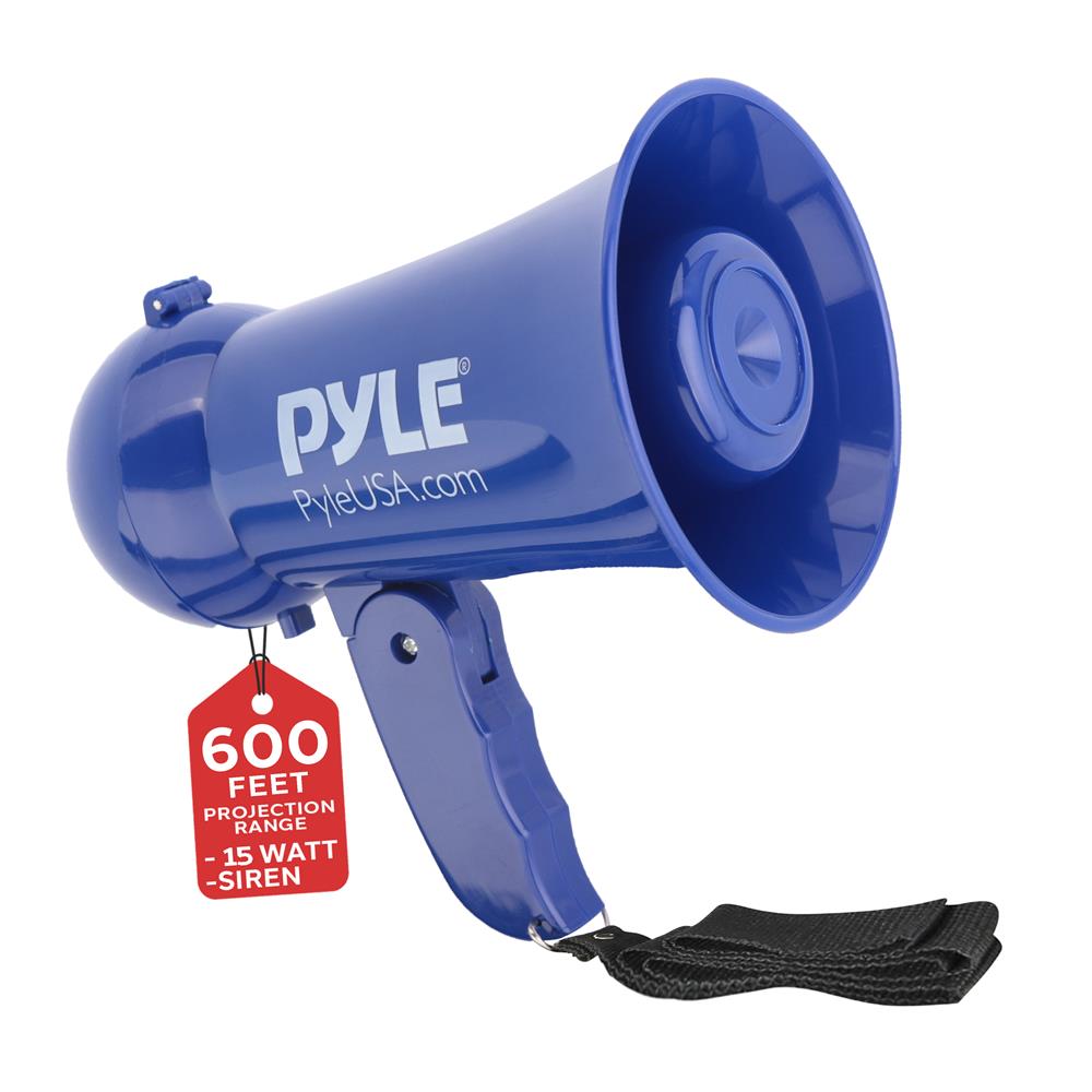 Portable Megaphone 600ft Range ABS Navy Blue – Pyle USA