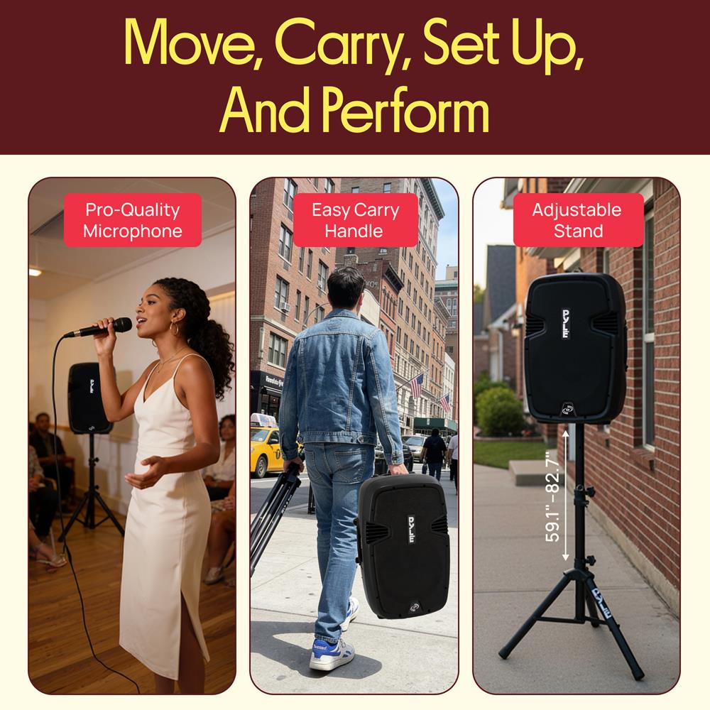 Wireless PA System Kit 1800W - Bluetooth, Dual 12" Speakers, Stands ...