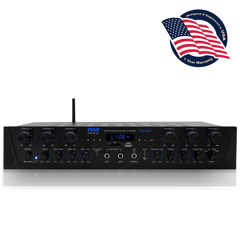 600W 6-Channel Bluetooth Amplifier with FM Radio – Pyle USA
