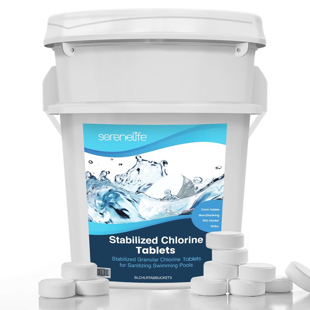 Chlorine Tablets 50 lbs - Slow Dissolving, UV Protected, 90% Available ...