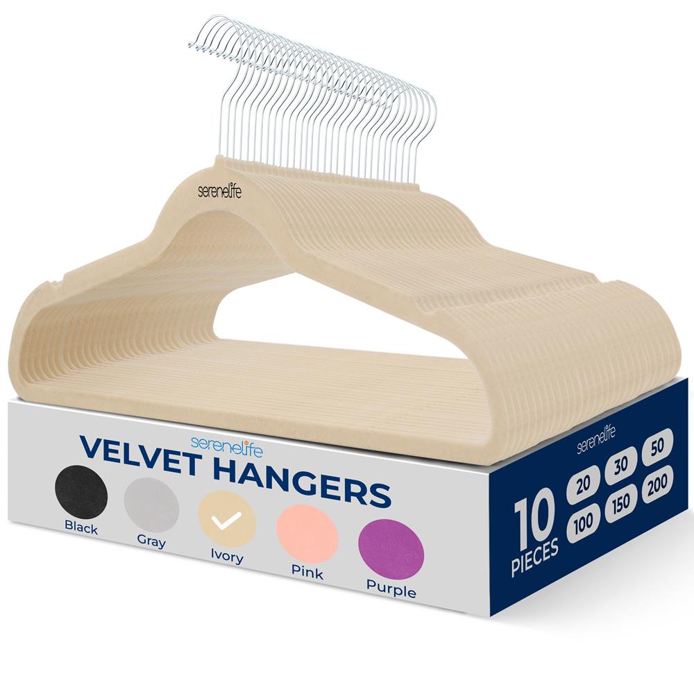 10 Pack Velvet Hangers - Non-Slip, Space-Saving, 360¬¨‚àû Swivel, Ivory ...