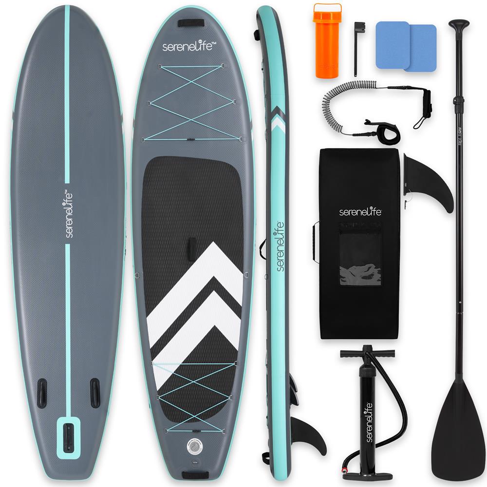 Inflatable Paddleboard, Stable Design, Non-Slip Deck, Gray – Pyle USA