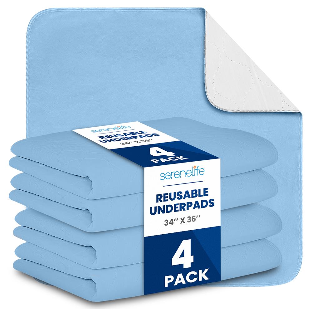 Reusable Underpads 4-Pack Super Absorbent Leak-Resistant Blue 34x36 ...