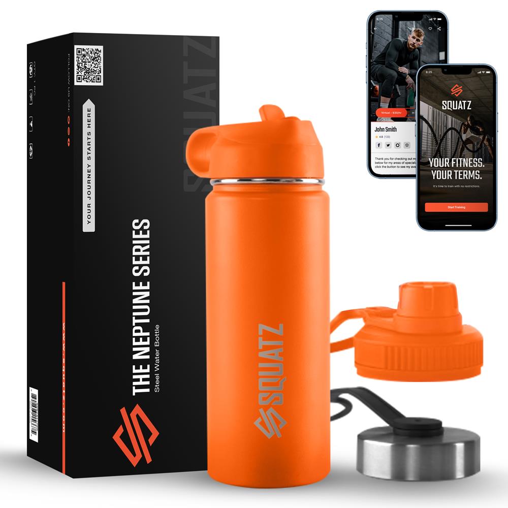 18 Oz Insulated Water Bottle, Leak Proof, Double Wall, Orange – Pyle USA